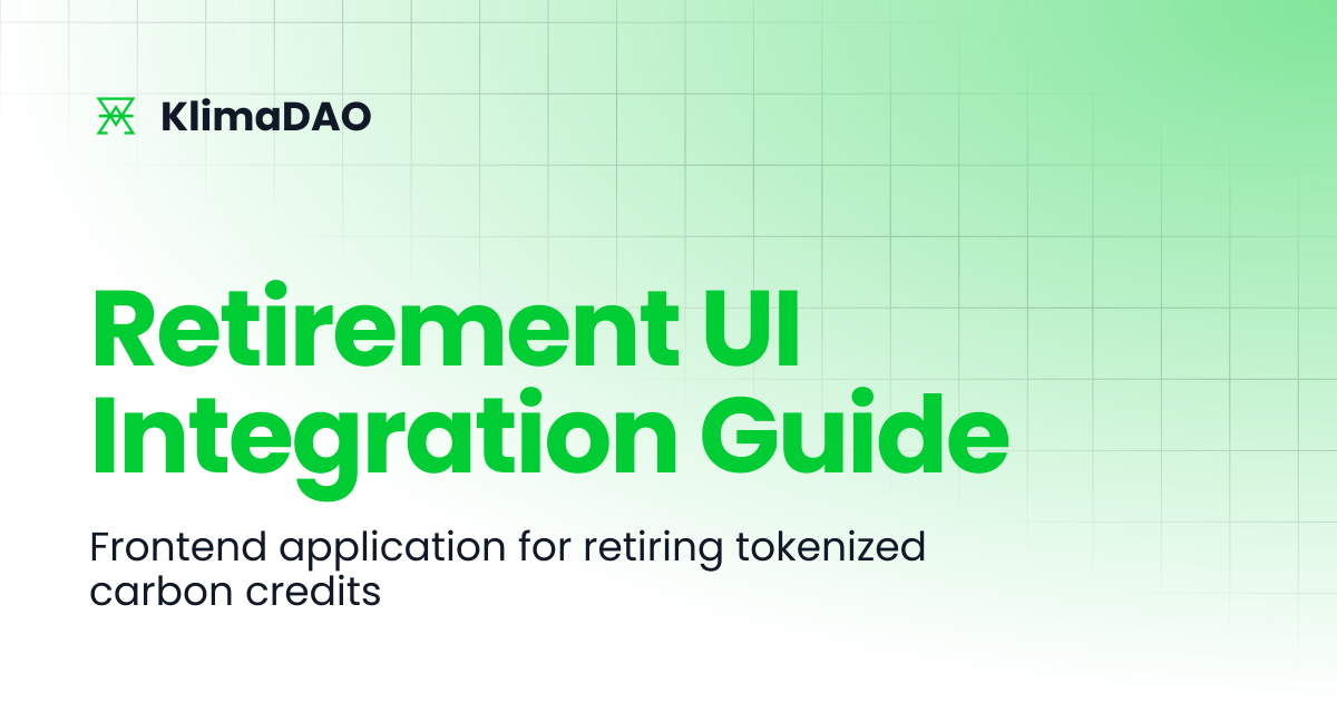 Retirement UI Integration Guide | KlimaDAO