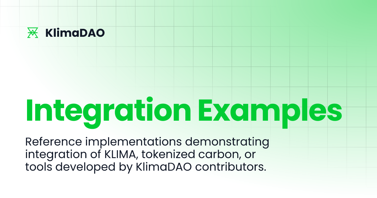 Integration Examples | KlimaDAO